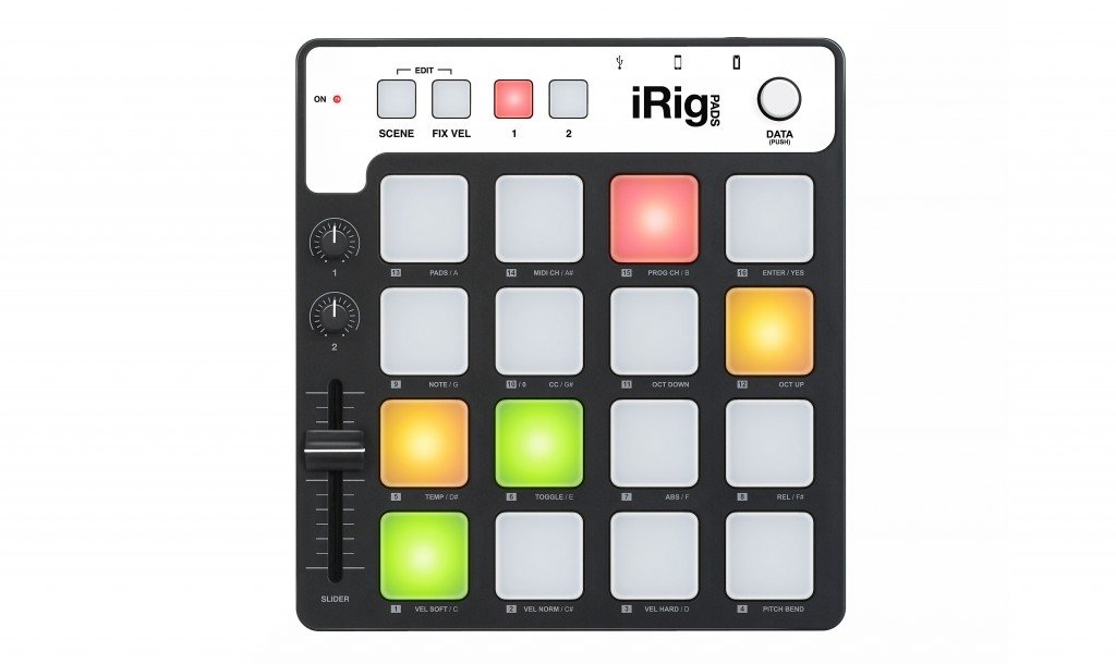 IK Multimedia iRig Pads MIDI groove controller, portable & lightweight MPC-style beat machine with 16 velocity-sensitive backlit rubber pads - studio equipment for iPhone, iPad, Android, Mac, PC