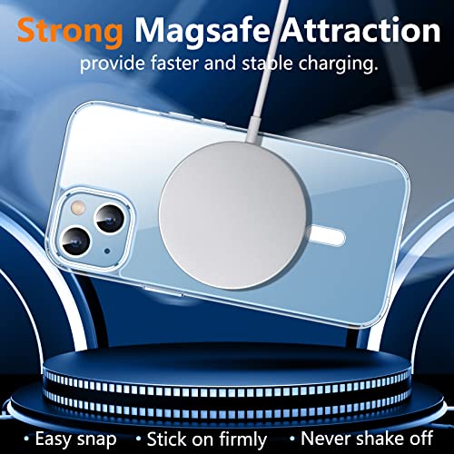 SPIDERCASE Clear Designed for iPhone 14 Case/iPhone 13 Case, Magnetic [2 Pcs Tempered Glass Screen Protector] [Military Grade Drop Protection] Slim Thin Cover