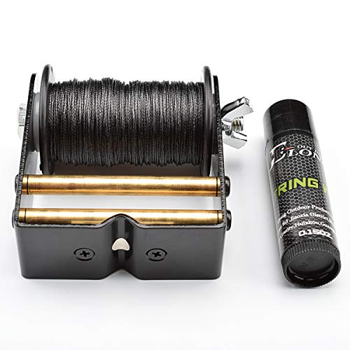 Huanggui Archery Bowstring Serving Thread Jig Wax Set - 30 Meter/Roll 0.018" Black Thread + 1Pcs Jig + 1Pcs 0.15OZ Bowstring Wax (0.018 Black Thread+Jig+Wax)