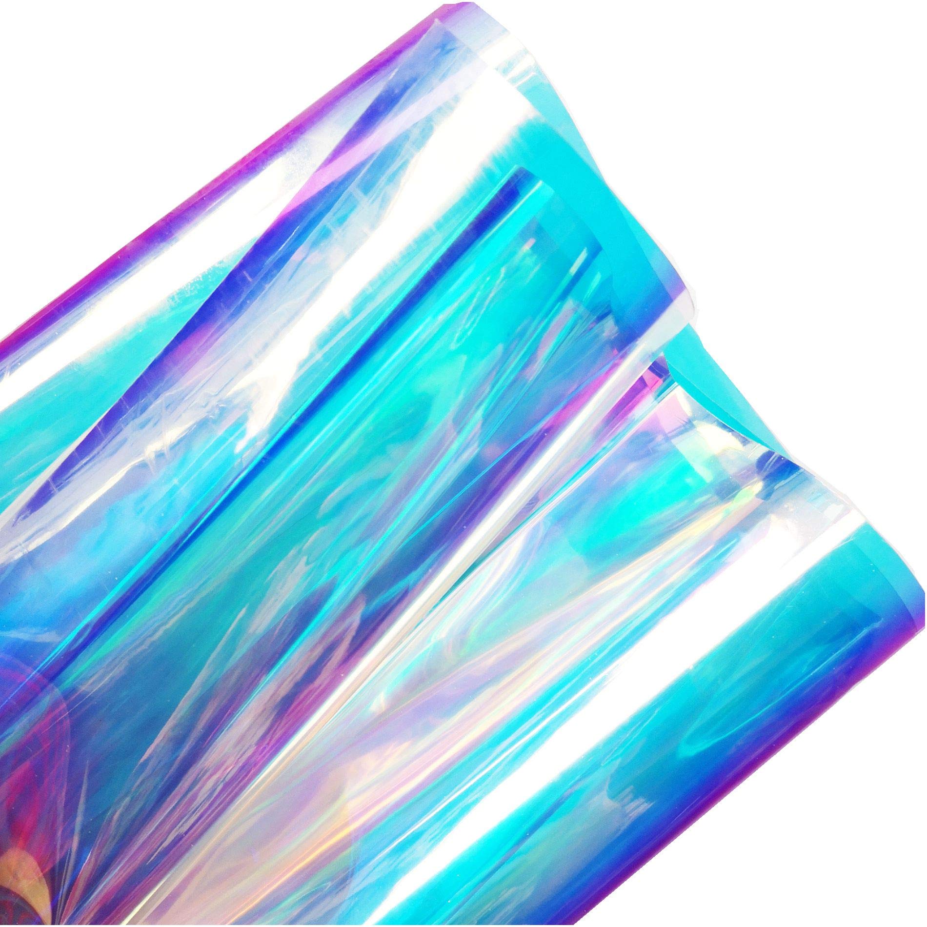 Holographic Clear Fabric Iridescent Transparent Vinyl Mirrored Foil Laser Graphic Fabric for Craft Sewing Patchwork DIY Bow Craft Applique