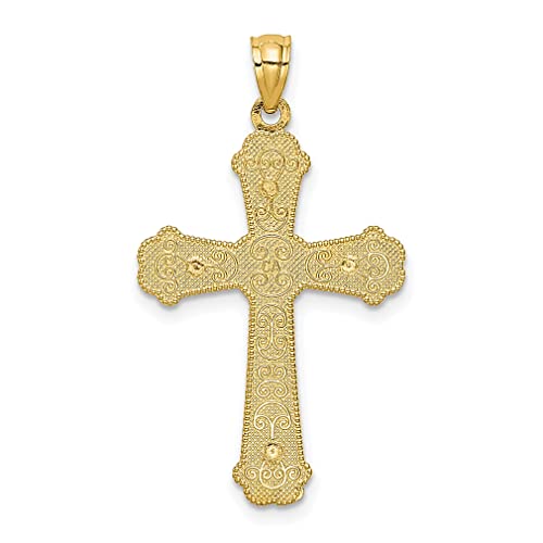IceCarats 14K Two Tone Gold Heart Love Holy Cross Necklace Religious Pendant Jesus Christ Charm Only