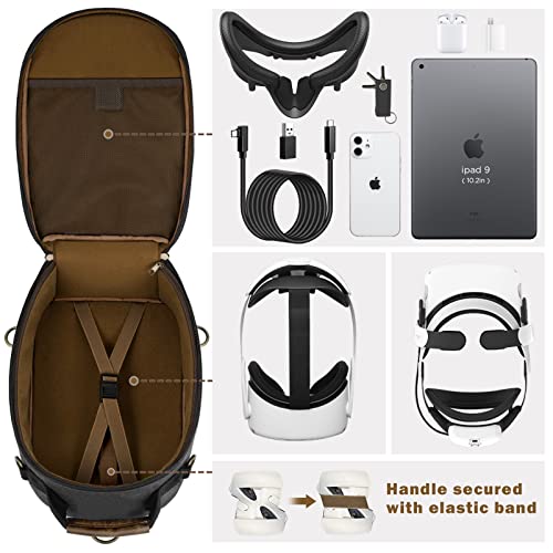 SMRITI Hard Carrying Case Compatible with VR Elite Strap Battery Version Virtual Reality Headsets and Touch Controllers Accessories, Large Portable Protection Backpack for Travel and Home Storage