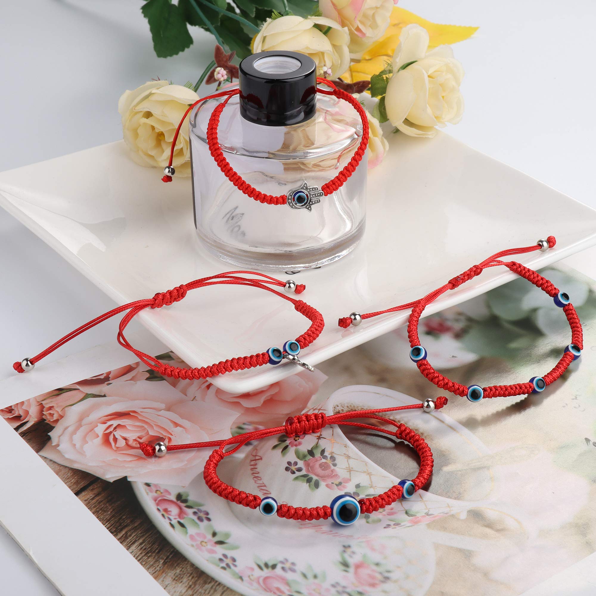 IRONBOX Red String Bracelet Evil Eye Bracelet for Women Men Hamsa Bracelet Red Bracelet for Protection 5Pcs