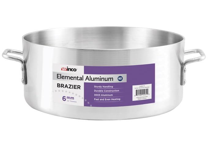 Winco ALBH-24 Commercial-Grade Aluminium Brazier, 24 Quart, Silver