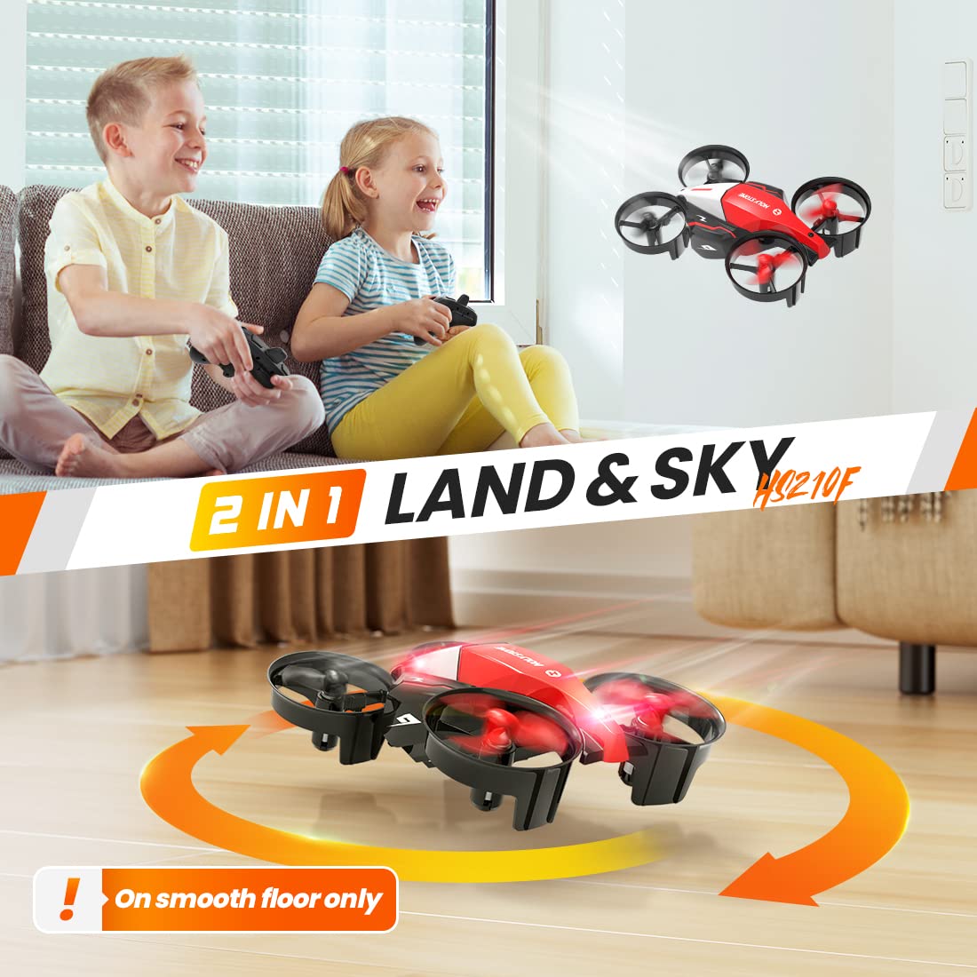 Holy Stone Mini Drone for Kids, HS210F 2 In 1 Small Indoor RC Quadcopter Helicopter Plane with Modular Battery, Land and Fly Mode, Auto Hovering, 3D Flip, Headless Mode, Toy Gift for Boys and Girls…