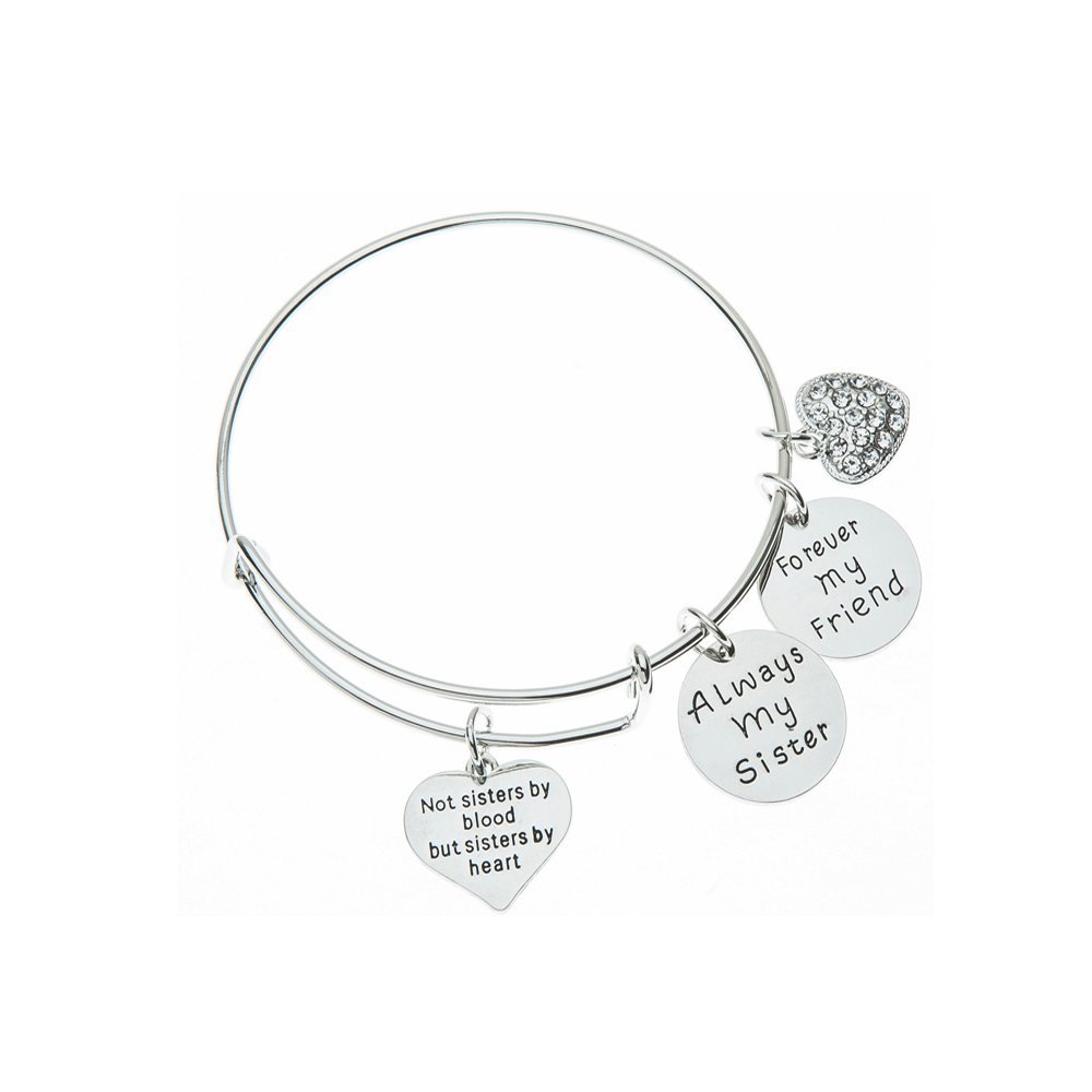 Infinity Collection Best Friends Bracelets- Not Sisters By Blood But Sisters By Heart Bracelet- Always my Sister, Forever My Friend Jewelry- Gift for Friends
