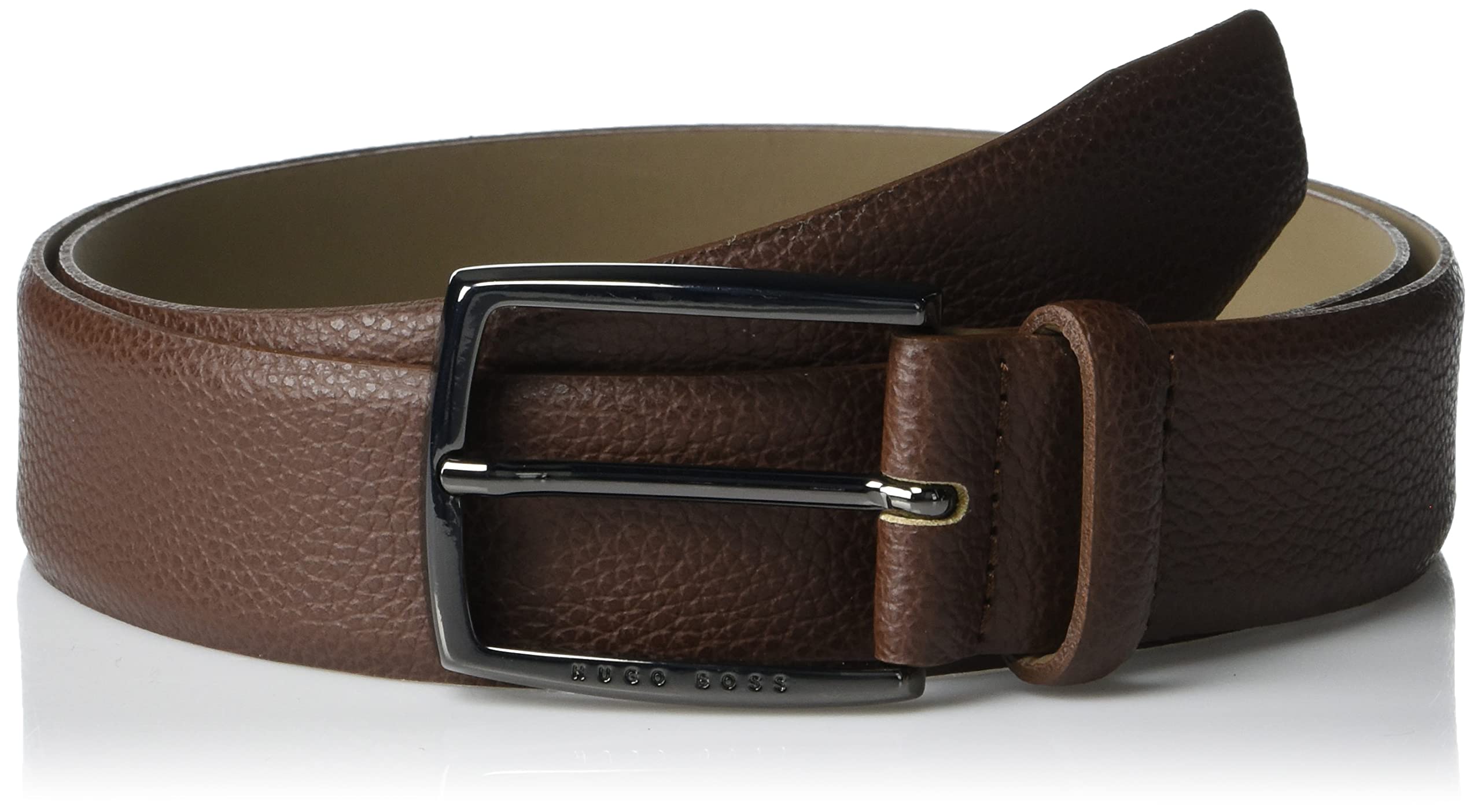 HUGO BOSS Grainy Cow Leather Gunmetal hardware belt