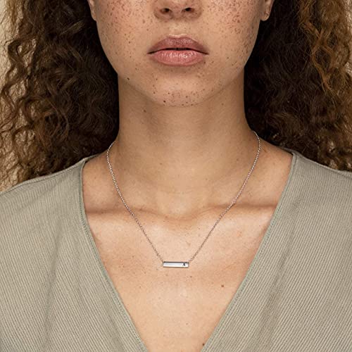 JZCOLOR | Sterling Silver Bar Necklace | Pendant with Engraved Letter (K)