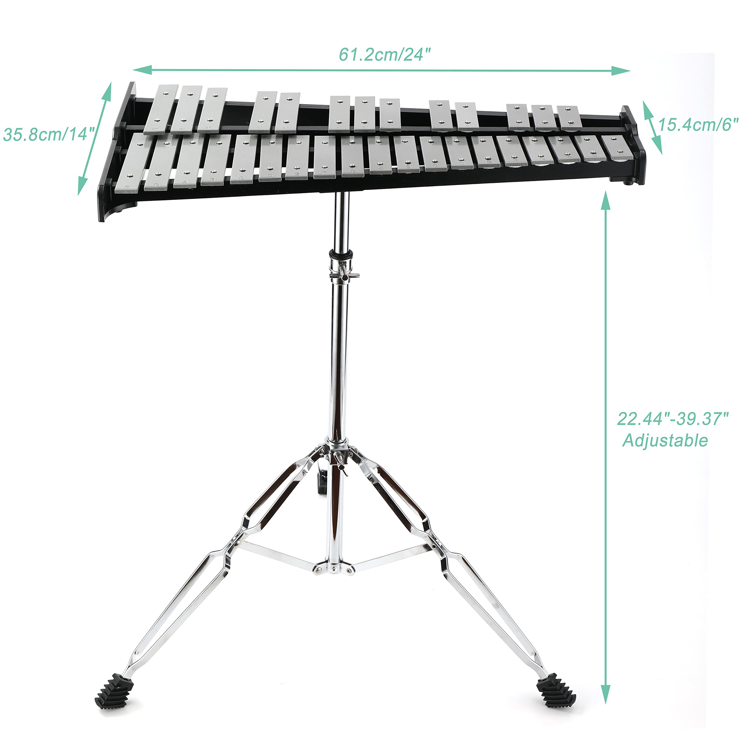 Lfhelper 32 Notes Glockenspiel Percussion Bell Kit, Glockenspiel Xylophone Bell Kit, Glockenspiel with Case, Glockenspiel Instrument for Students with 2 Mallets, Stand and Carring Bag