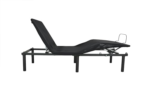 HBRR Twin XL Electric Adjustable Bed Base, Ergonomic Basic Bed Frame with Quiet Motor and Steel Frame Support, Independent Head and Foot Incline, Black