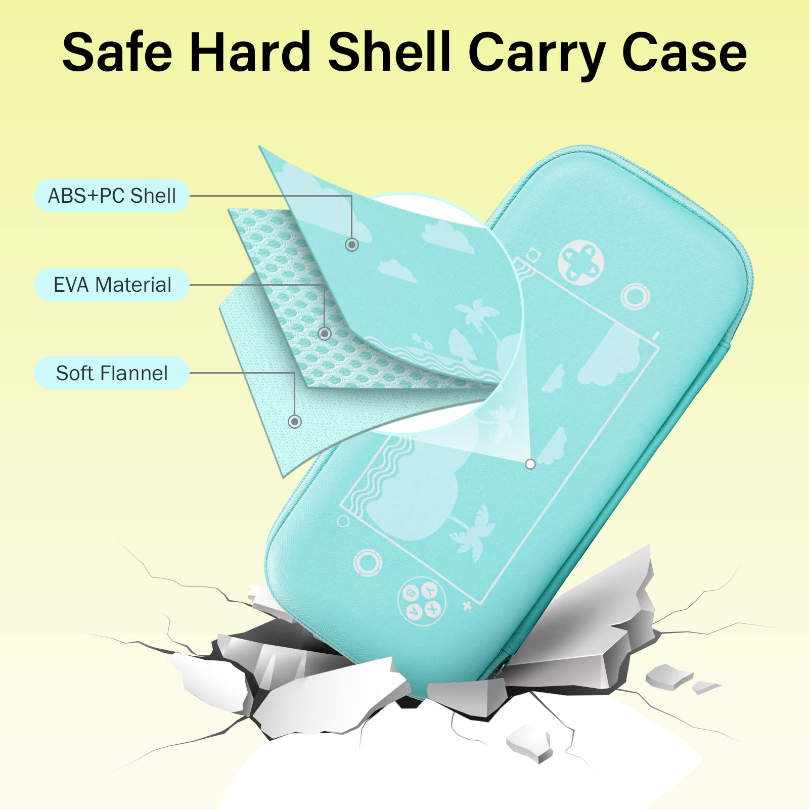 Hontom Carrying Case for Nintendo Switch and New Switch OLED Console,Protector Bag for Animal Crossing, Protective Storage Case for Girls with 10 Game Cards Slots, Two Grips, Switch Accessories