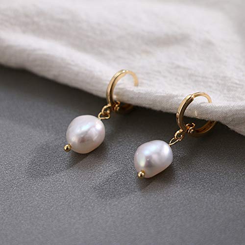Huggie Hoop Earrings with Charms Pearl Dangle Earrings 13 mm