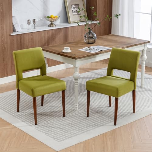 Haplized Accent Chairs Set of 2, Velvet Chairs with Solid Woood,Upholstered Dining Chairs for Living Room, Kitchen, Bedroom, Beauty Room,Dining room (Green, Set of 2)