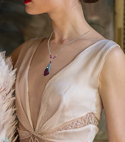 HisJewelsCreations Baroque Crystal Filigree Pendant Necklace (Berry Tone)