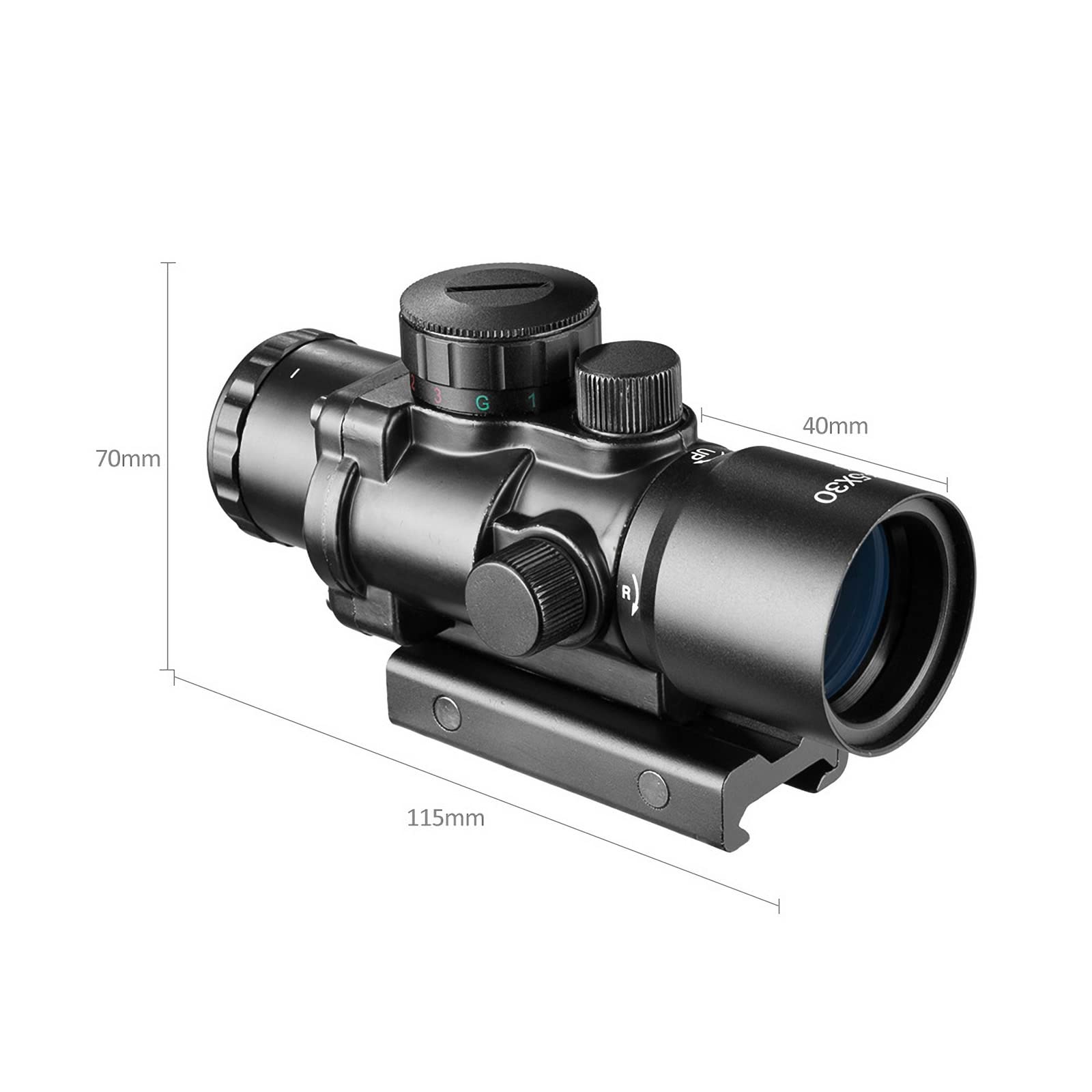 Higoo 3.5x30 Prism Optics Compact Scope Tri-Illuminated BDC Etched Reticle Riflescope with 20mm Rail Mount