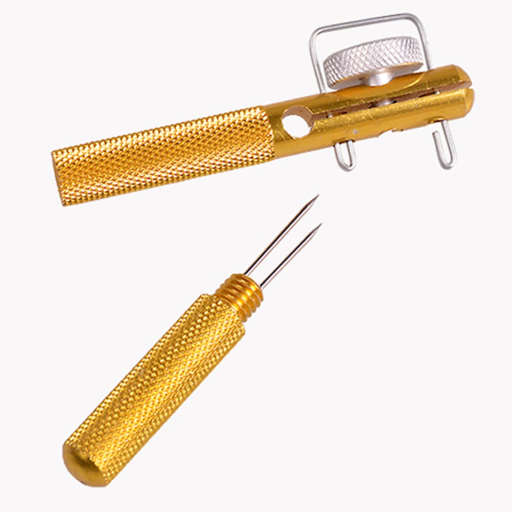 Mekek Fishing Hook Knotting Tool Tie Hook Loop Multipurpose Aluminum Alloy Fishing Line Knotter Fishhook Accessories Gold (28.9g)