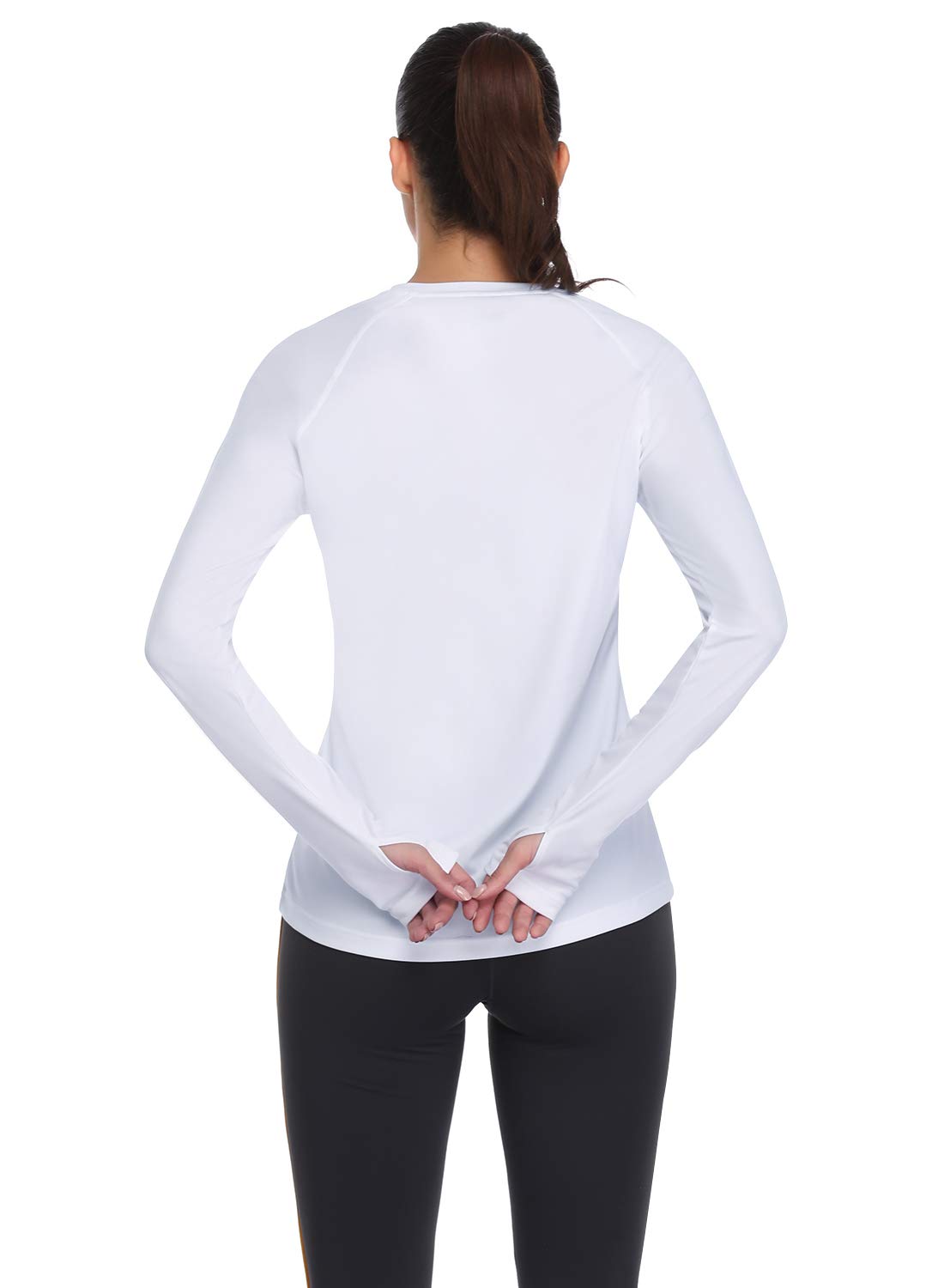 HISKYWIN Women's UPF 50+ Sun Protection Long Sleeve Shirts Outdoor Hiking Fishing Tops HF103- White-L