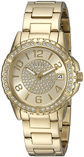 GUESS Crystal Accented Bracelet Watch with Date Function. Color: Gold-Tone (Model: U0779L2)