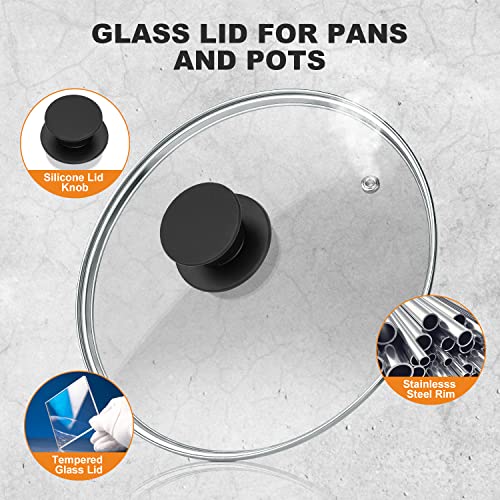 Wadaza Pan Lid 7 Inch - Tempered Glass Pot Lid - Oven Safe Replacement Glass Lid for Frying Pan Wok Pot Skillet