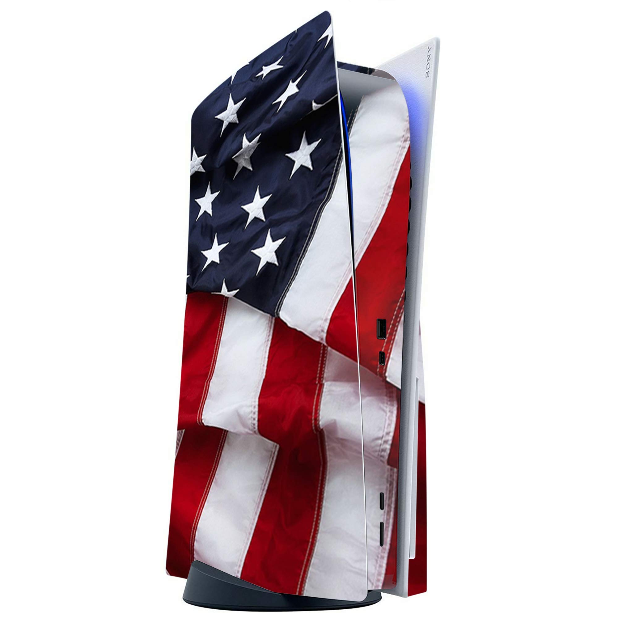 ITS A Skin Skins Compatible with Sony Playstation 5 Console Disc Edition - Protective Decal Overlay Stickers wrap Cover - US Flag USA America