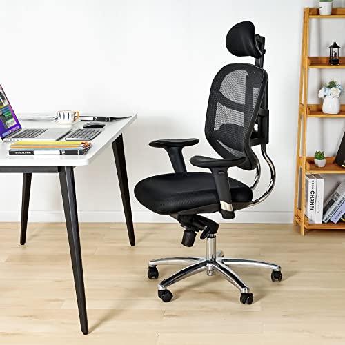 WAFTING Office Chair, Large and Tall Desk Chair, Adjustable Backrest Computer Chair with Thick Seat Cushion, 3D Adjustable Headrest, Lumbar Support and Armrest,Home Office Ergonomic Chair Black
