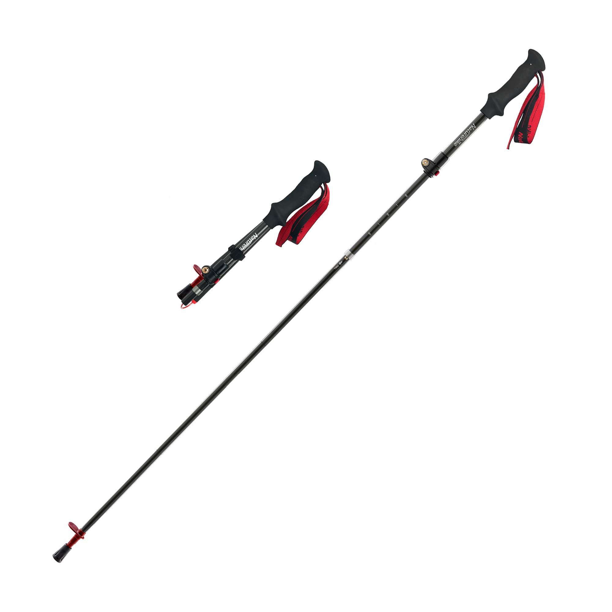 HYSENM Carbon Fiber Trekking Pole with Lever Lock Extendable 45-53 Inch Collapsible Walking Stick Shock Absorbent Lightweight Hiking Pole with Adjustable Waist Grip, Violet