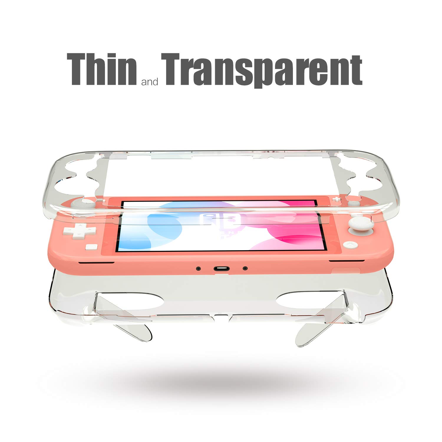 HEATFUN Protective Case for Nintendo Switch lite with Stand (Clear)