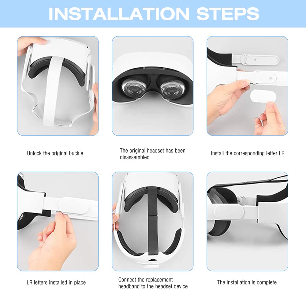 Jooheli Adjustable Head Strap for Oculus Quest 2, Replacement Head Strap for Oculus Quest 2 Elite Strap Accessories, Comfortable Protective Strap for VR Gaming
