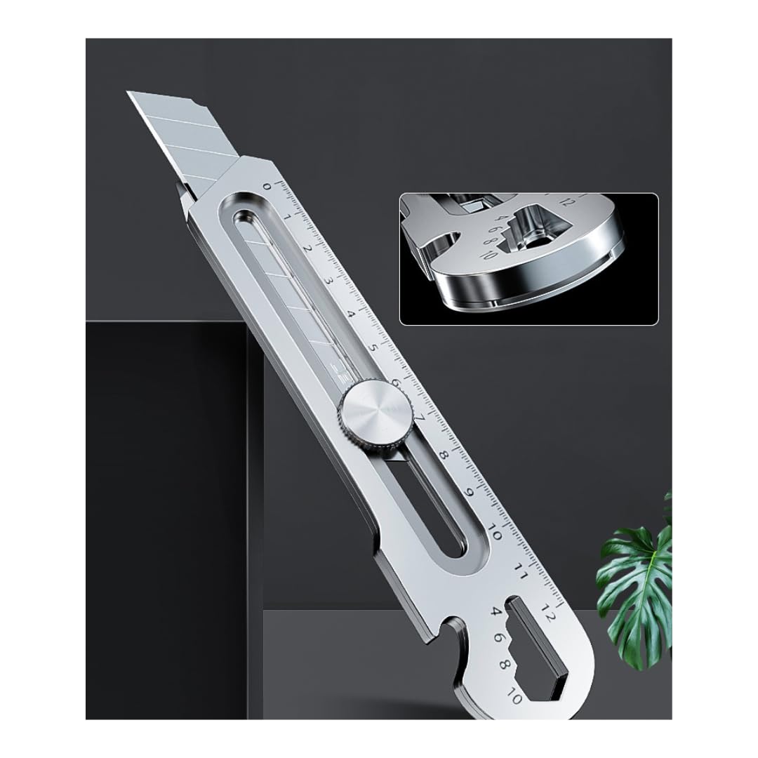 Utility Knife Stainless Steel 6 in 1 Multi Tool Heavy Duty Waterproof Rust Proof Rugged Military Grade Snap Off 18mm Cutter Lightweight Box Arts Crafts Leather Painters Construction Wallpaper