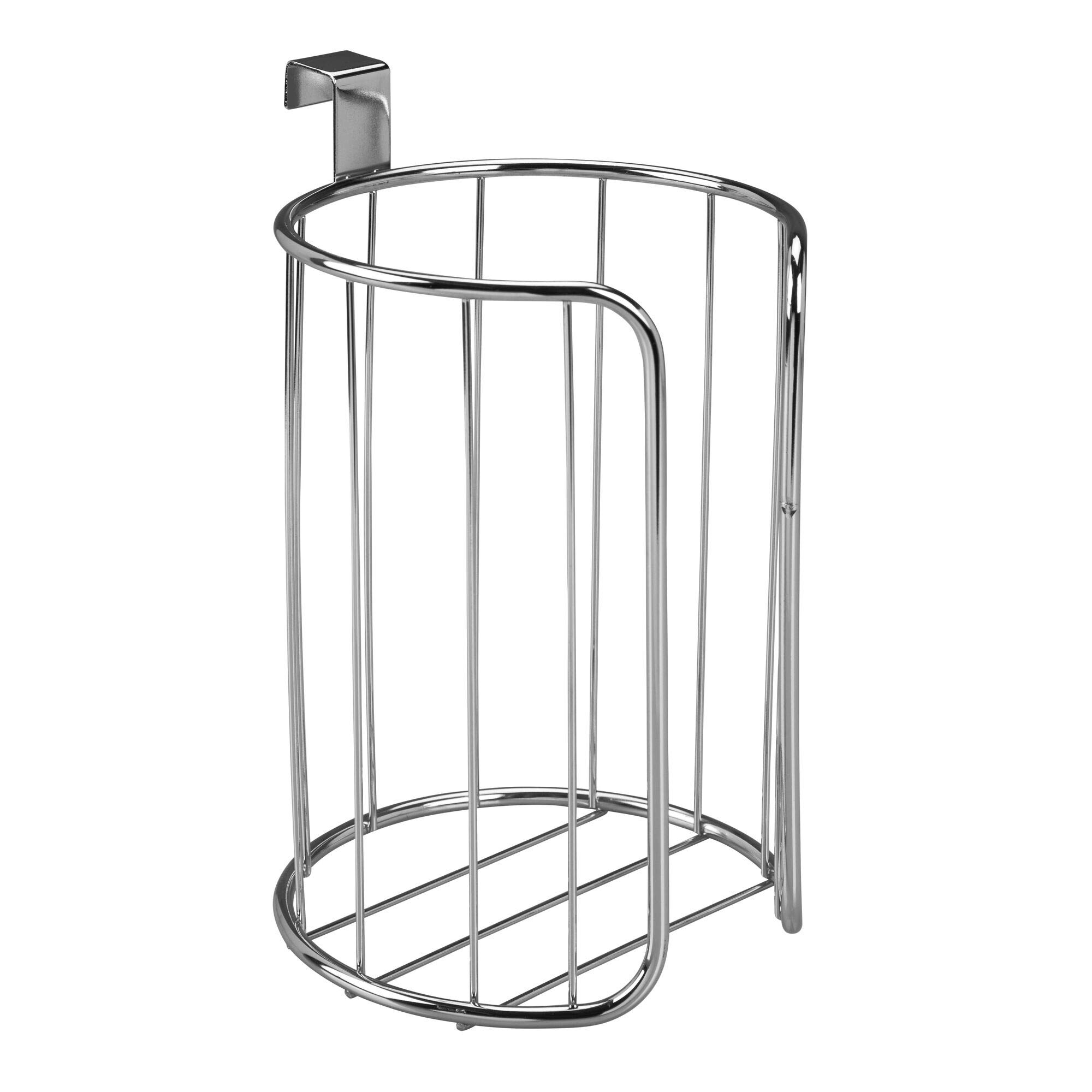 iDesign Classico Metal Toilet Paper Reserve, Over the Tank Tissue Organizer for Bathroom Storage, 6.25" x 6.25" x 10.25" - Chrome
