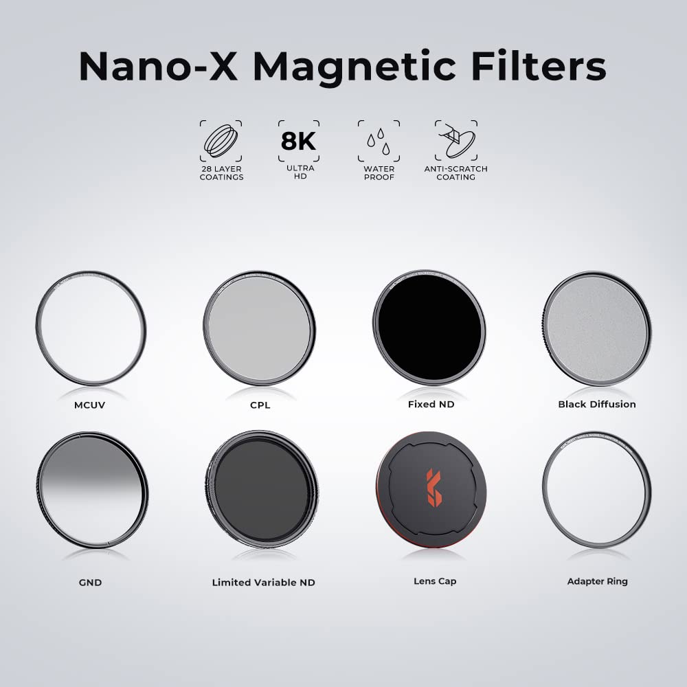 K&F Concept 67mm Magnetic MCUV CPL Fixed ND1000 Magnetic Basic Ring 4-in-1 Lens Filters Kit with 28 Multi-Coatings for Camera Lens (Nano-X Series)
