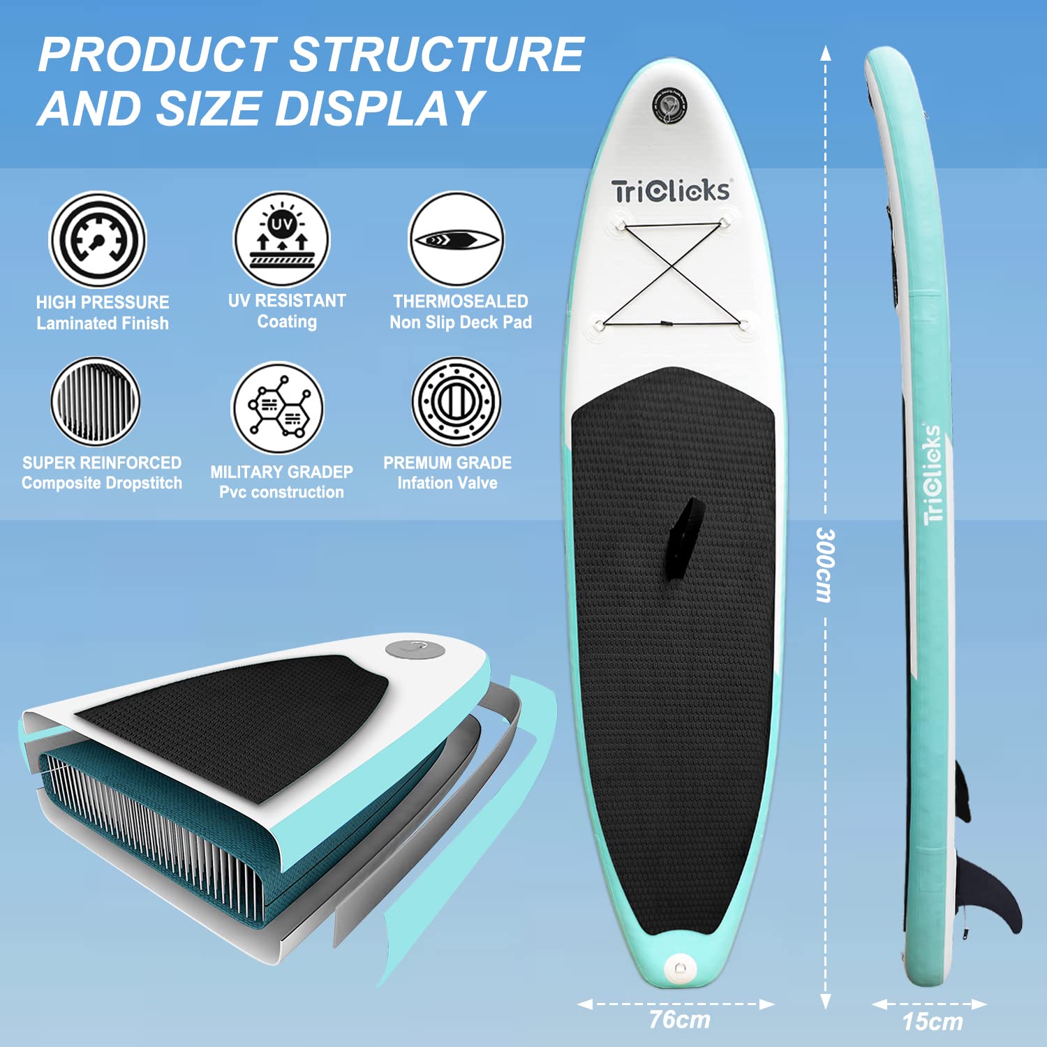 Inflatable Stand Up Paddle Board (6" Thick) with Premium SUP Accessories & Backpack | SUP for Paddling, Surf Control, Non-Slip Deck | Youth & Adult Standing Boat