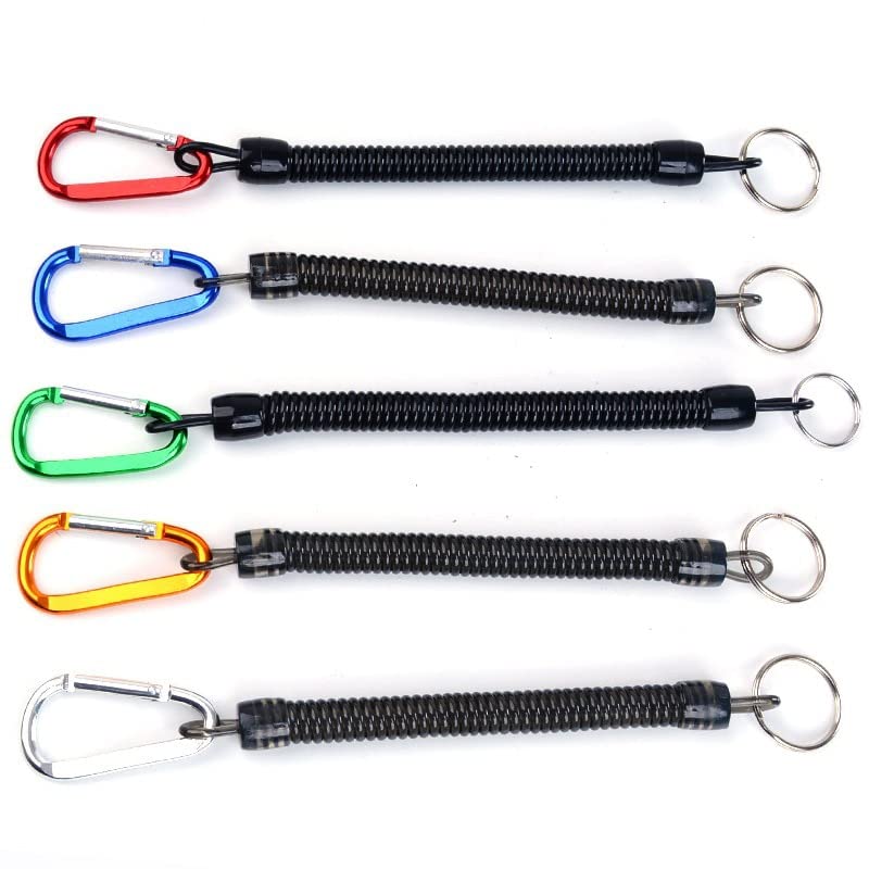 MEFESE 5pcs Fishing Lanyards Boating Ropes Retention String Fishing Rope with Camping Carabiner Secure Lock Fishing Tools Accessories