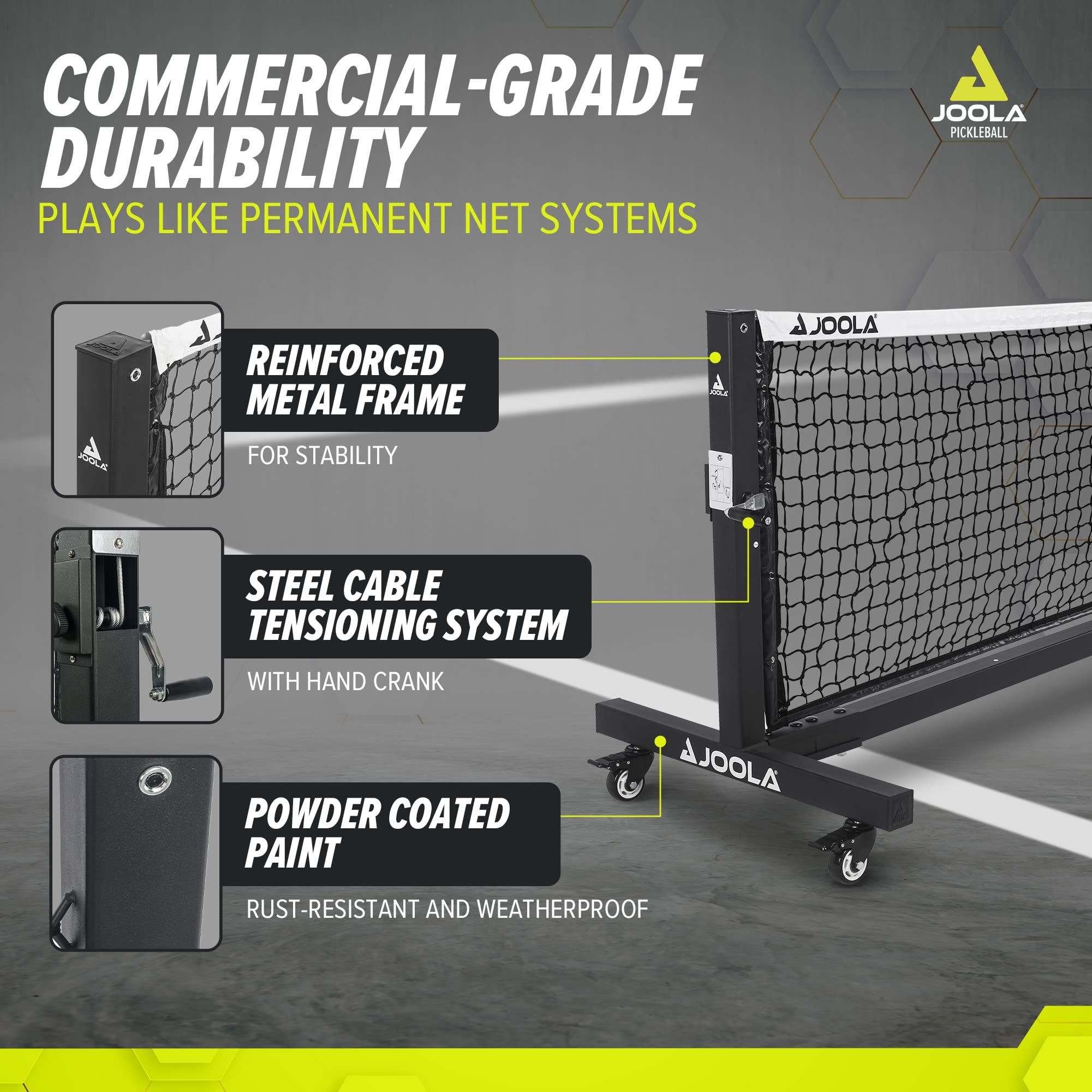 JOOLA Pro Pickleball Net β Portable Outdoor Pickleball Net System β Heavy Duty, Tournament Grade Net for Outside & Indoor Pickleball Courts β Regulation Height & Length β Wheels for Easy Mobility