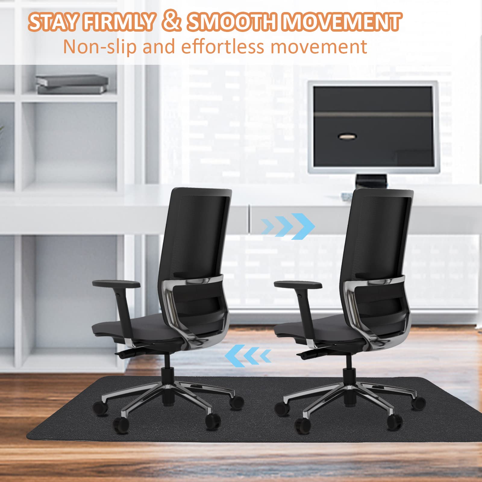 HomeMall Office Chair Mat for Hardwood and Tile Floor, Computer Chair Mat, Non-Slip Floor Protector Rug Carpet, Non-Curve, Under Desk Mat for Rolling Chair, Dark Grey(48"x36")