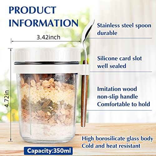 Xigugo Overnight Oats Container with Lid and Spoon,Overnight Oats Jars, 106 oz Cereal, Milk, Vegetable and fruit Salad Storage Container with Measurement Marks (grey2)
