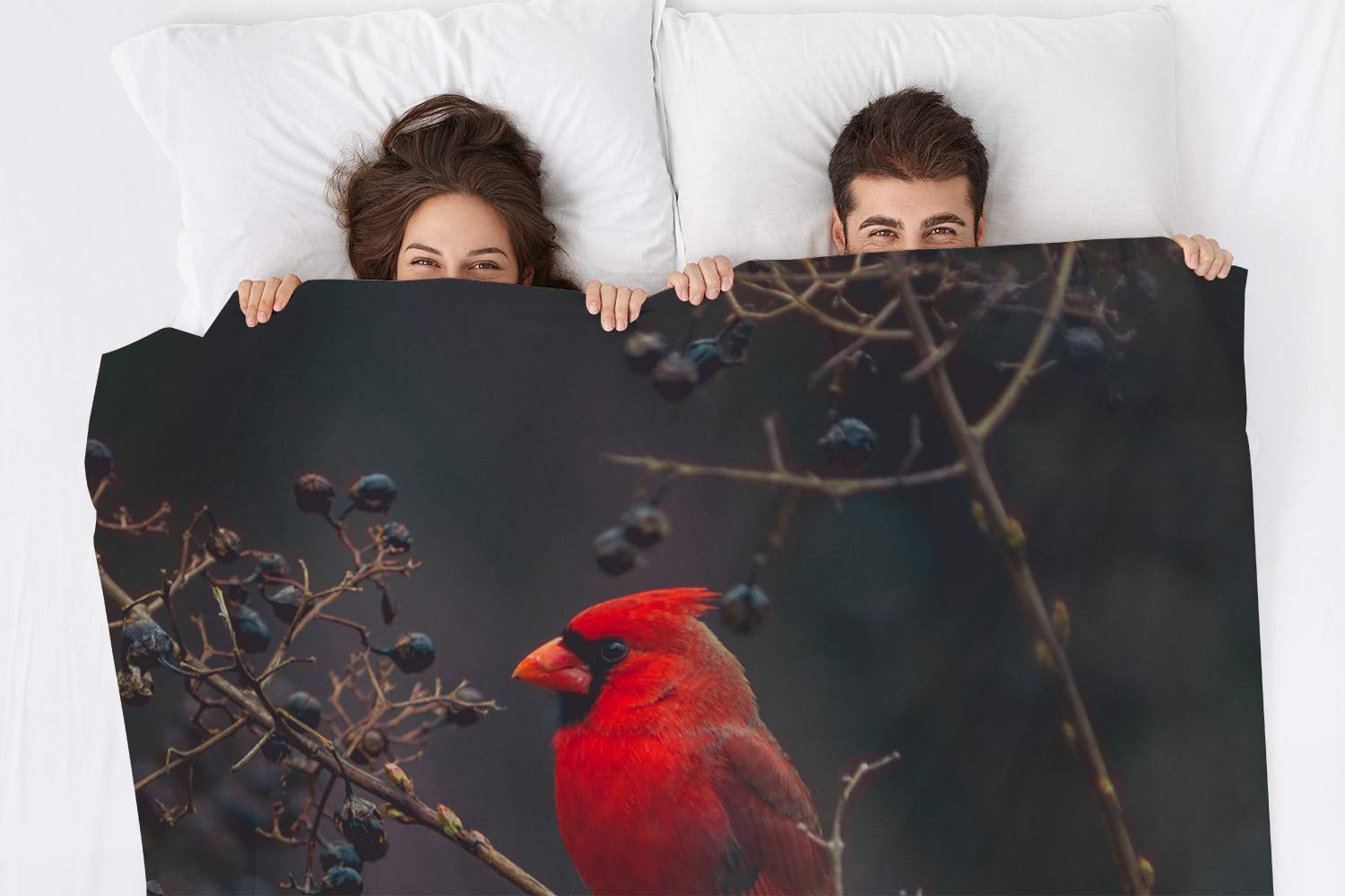 HGOD DESIGNS Red Bird Throw Blanket,Northern Cardinal Bird On The Tree Branch Soft Warm Decorative Throw Blanket for Bed Chair Couch Sofa 30"X40"