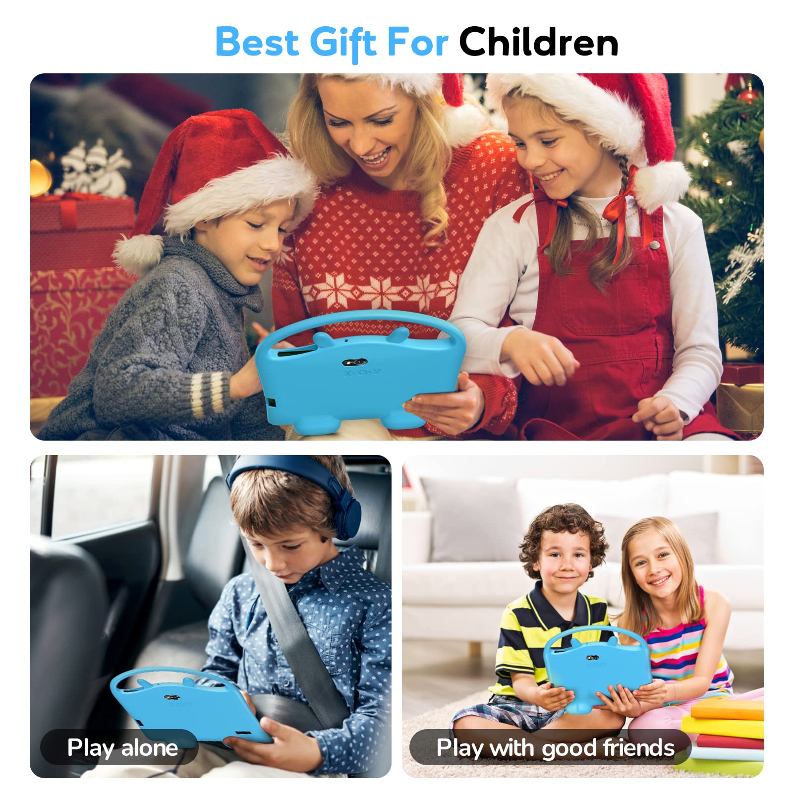 Kids Tablet, 7 inch Tablet for Kids 4GB RAM 64GB ROM, Android 12 Toddler Tablet with WiFi, Bluetooth, Parental Control, Dual Camera, Shockproof Case, YouTube Netflix, Children Tablet for Toddlers