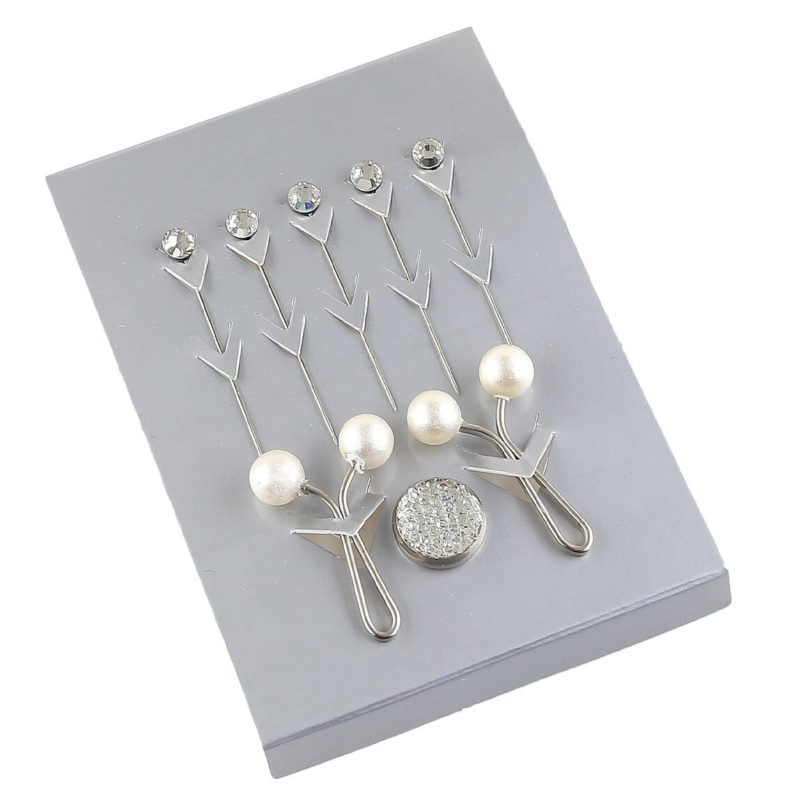 Hijab Scarf Accessories Set, Hijab Shawl Pins, Magnet and Clips Gift Set (Crystal)