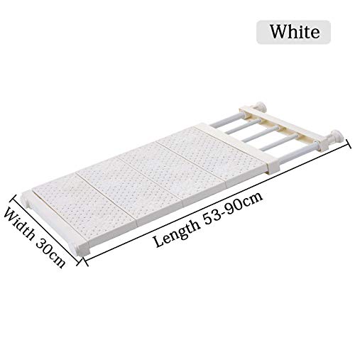HyFanStr Adjustable Storage Rack Expandable Separator Shelf for Wardrobe, Cupboard, Bookcase Compartment Collecting (Length:20.9"-35", Width:11.8", White)