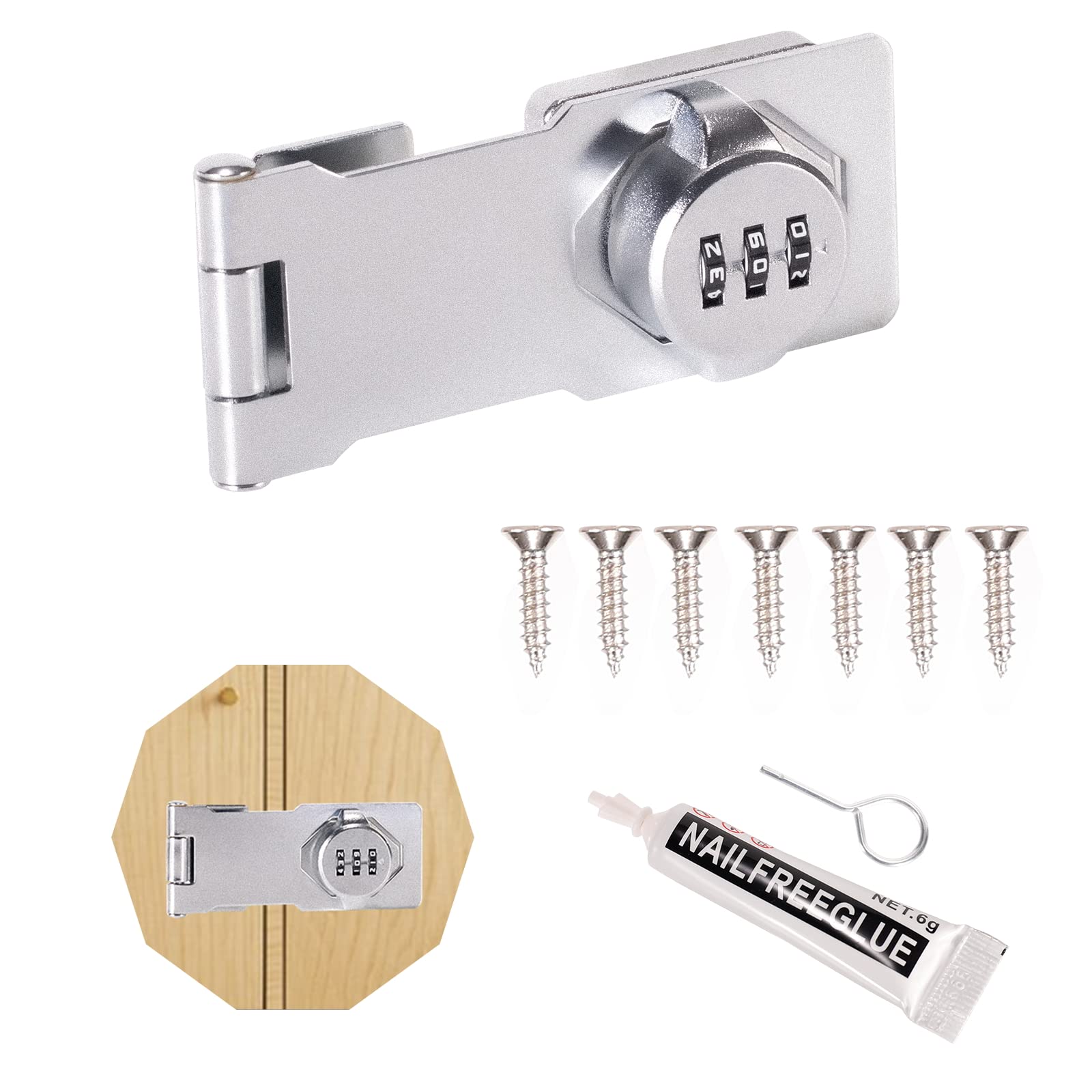 Household Cabinet Password Locks, Cabinet Door Combination Lock with 7 Screws and Viscose, for Cabinet, Mailbox, Pet Doors, Office File Cabinet Lock (Black)
