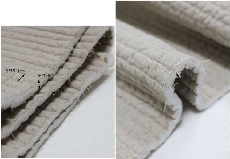 Soft Double Sided Bio Washing Linen Quilted Fabric by The Yard Solid 51" Wide BH (Linen 12mm) Half-Finished Product Made in South Korea