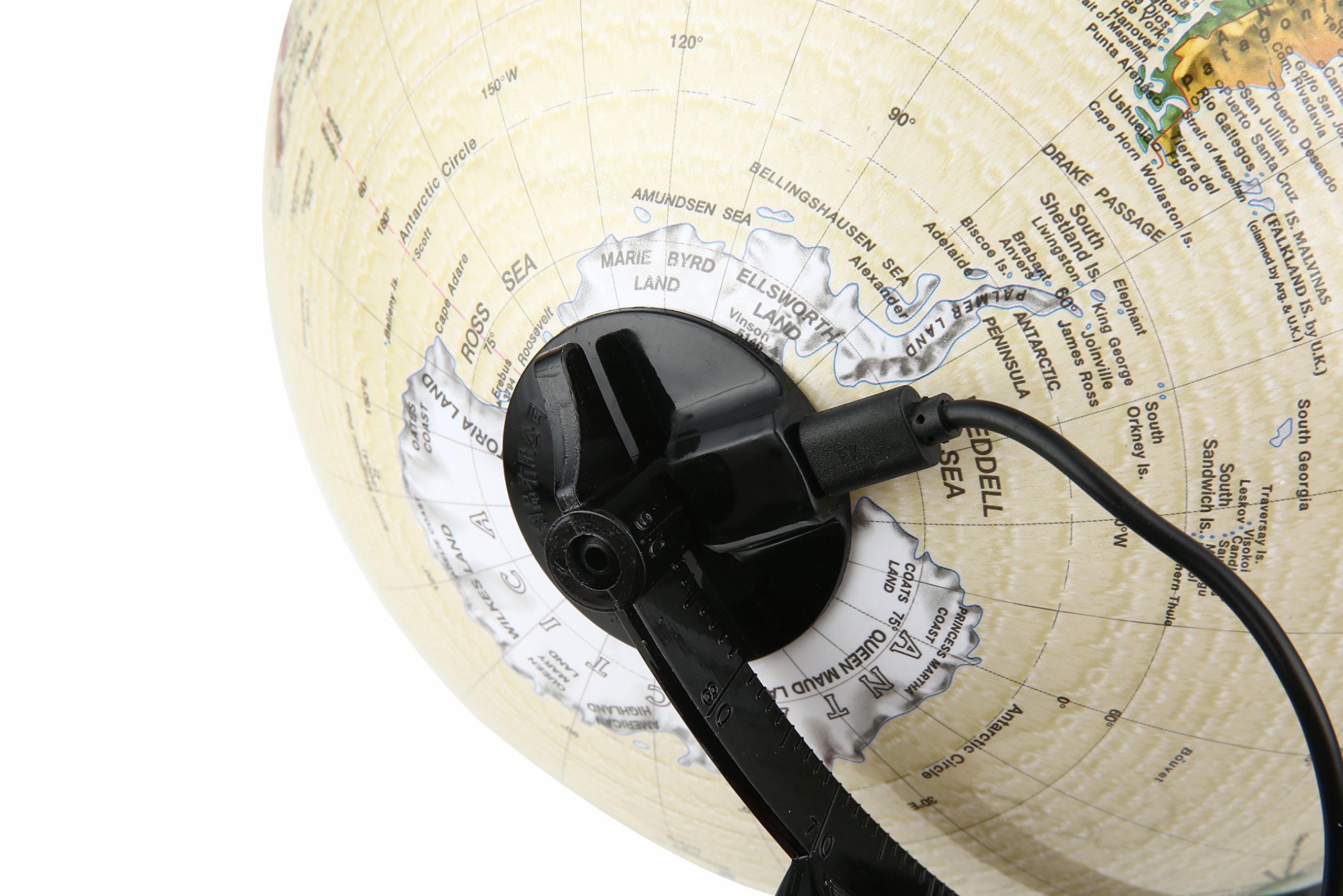 Illuminated Antique World Globe (10”/25 cm Diameter) – Premium Antique Desktop World Globe, Perfect for Home & Office Décor, Over 4,000 Place Names, Energy-Saving LED, Weighted Base
