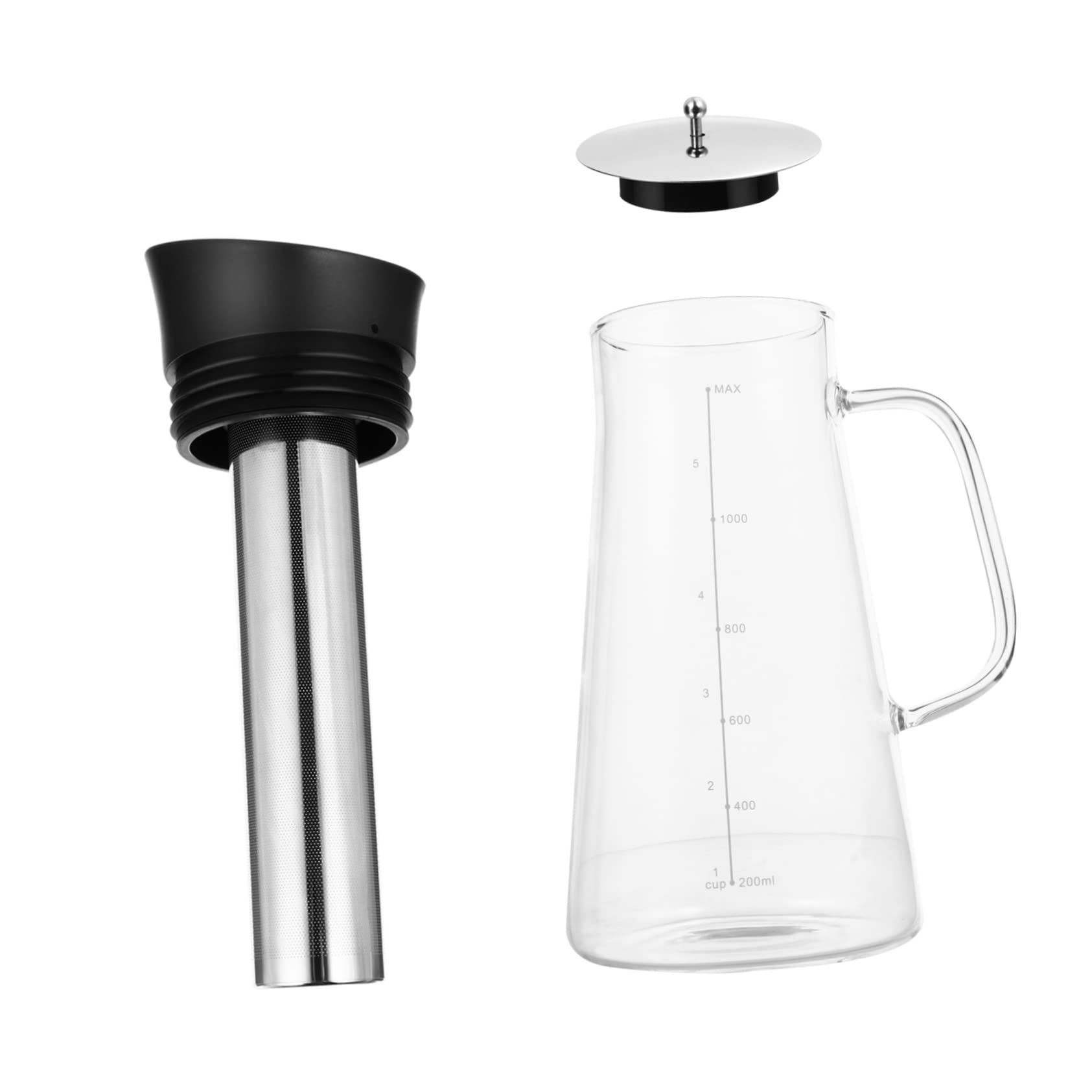 HOMSFOU 1pc Filter Jug Glass Iced Coffee Maker Pour over Coffee Maker Pour over Coffee Brewer Tea Pitcher Pot Expresso Coffee Machine Large Teapot Stainless Steel Hot and Cold Water Bottle