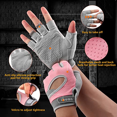 ihuan New Breathable Workout Gloves for Women & Men - No More Sweaty & Full Palm Protection Gym Exercise, Cycling, Fitness, Weightlifting, Pull-ups, Deadlifting, Rowing