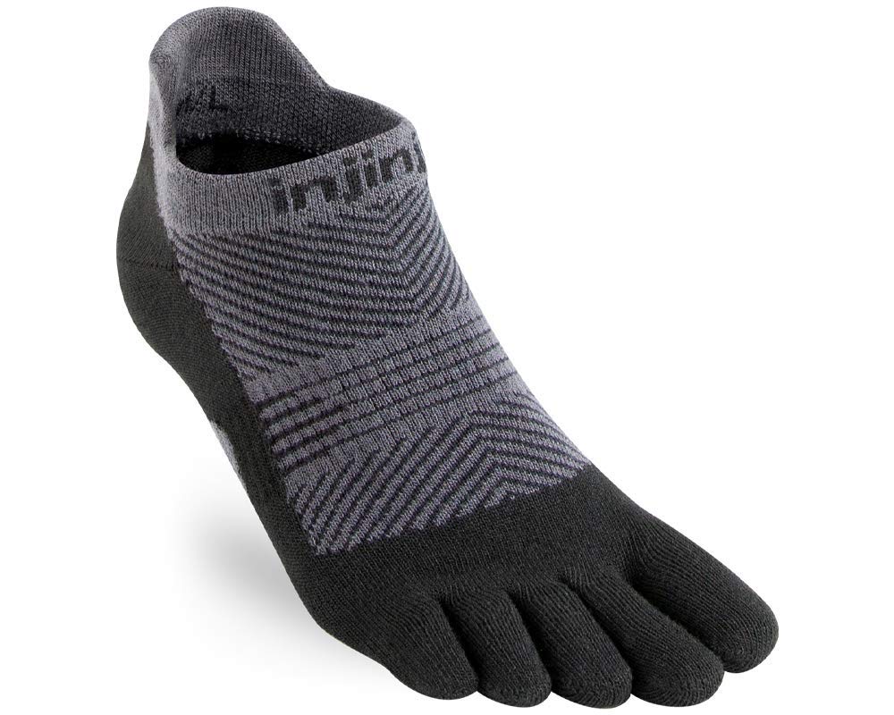 Injinji Women's Run Lightweight No-Show Toe Socks, Black, X-Small/Small