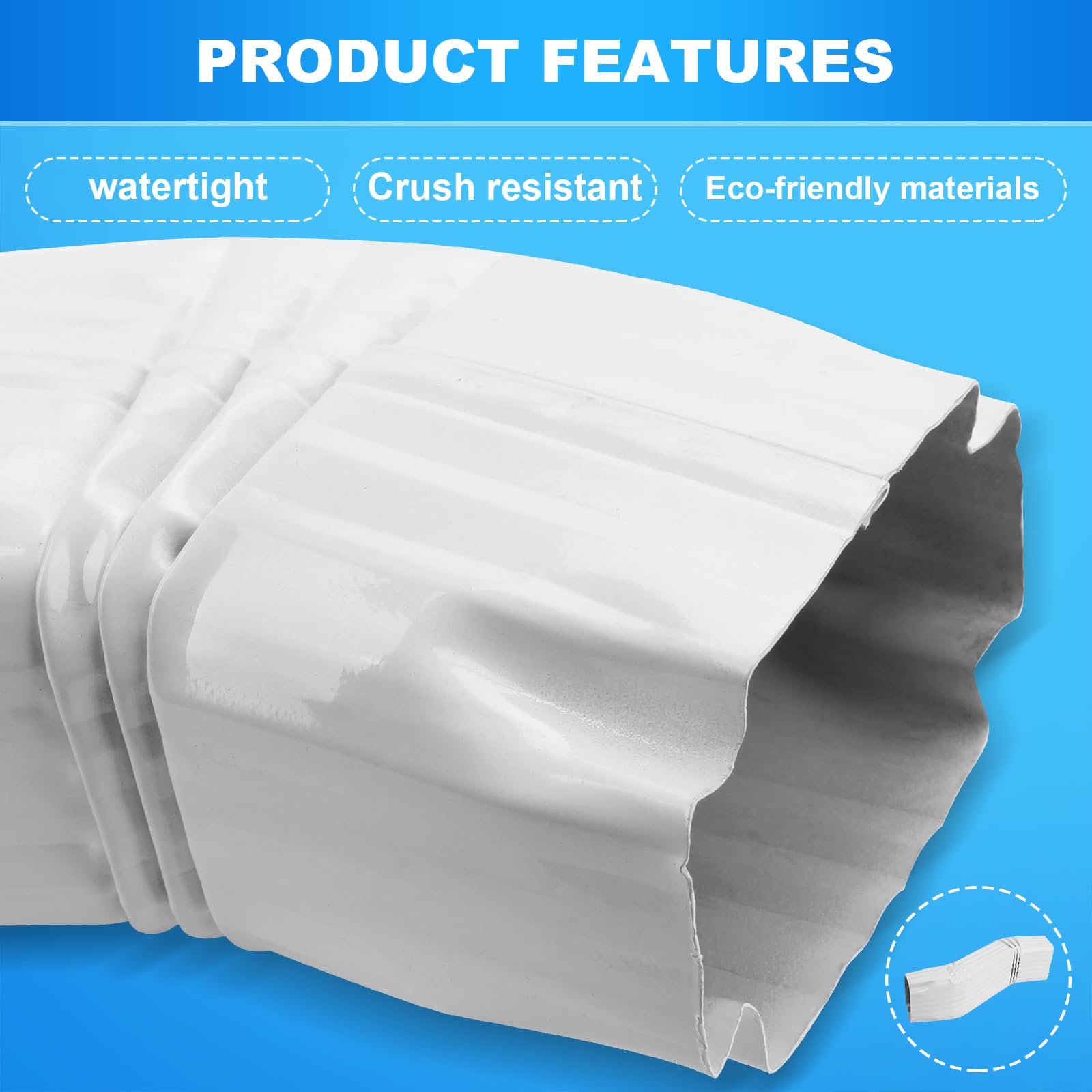 Gutter Downspout Elbow Style B (offset=3) Zig Zag Elbows 2β x 3β White Aluminum S-shape