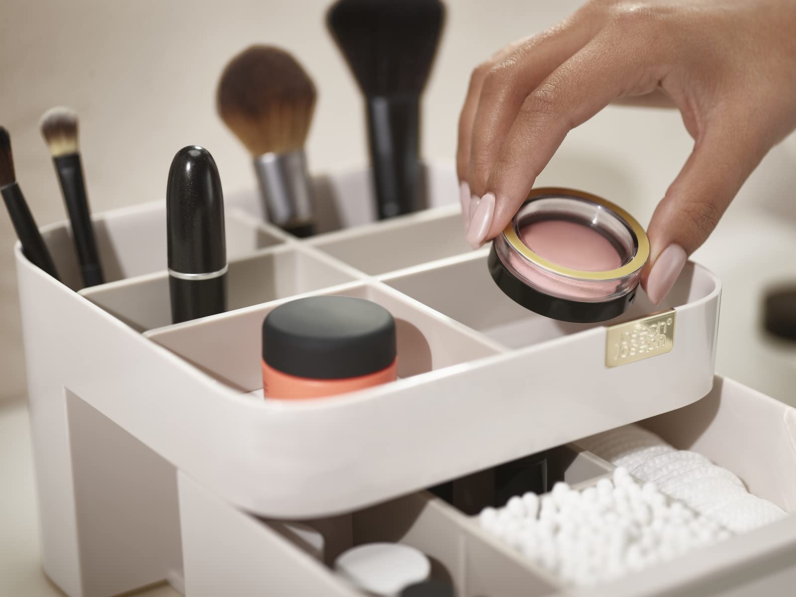 Joseph Joseph 75004 Viva Makeup Cosmetic Storage Organizer with Drawer, Medium, Shell