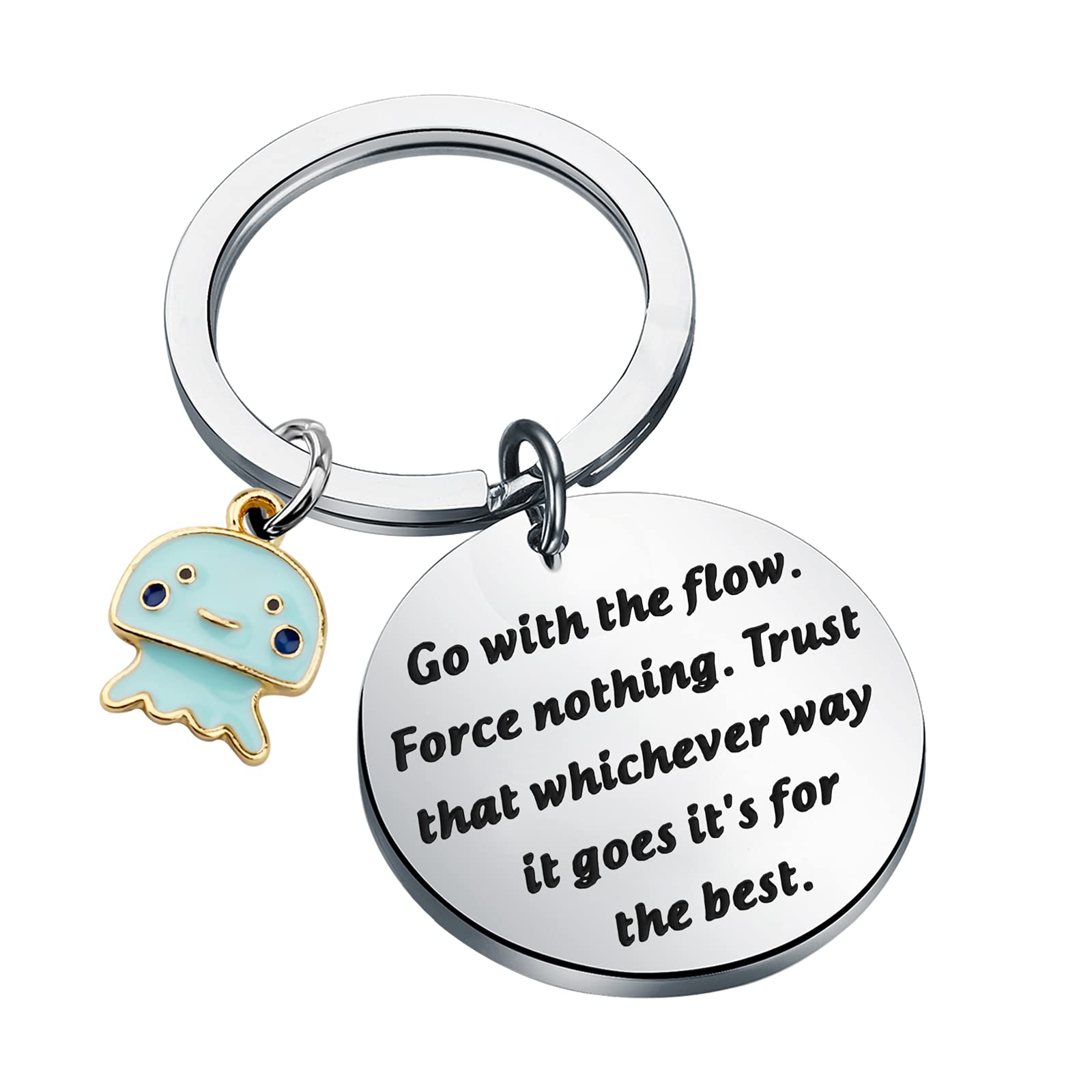 Jellyfish Keychain Gift Jellyfish Go with the Flow Best Friend Inspirational Gifts Ocean Gift (Go with the flow)