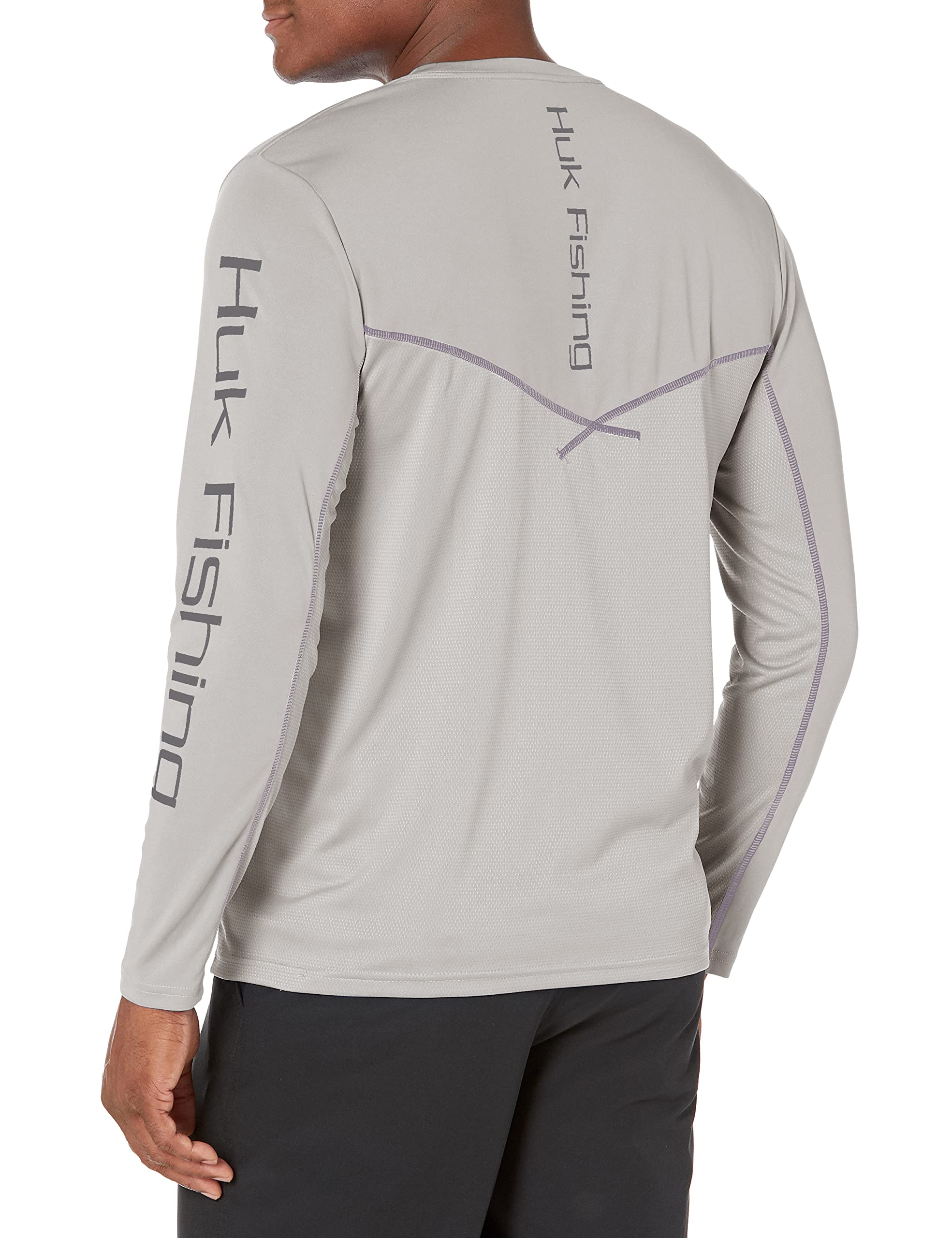 Huk Men's Icon X Long Sleeve Fishing Shirt with Sun Protection, Gray, X-Large